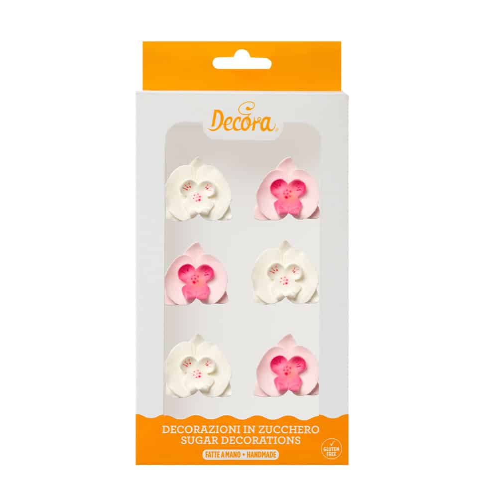 Orchidee in Zucchero Rosa e Bianco - Decora